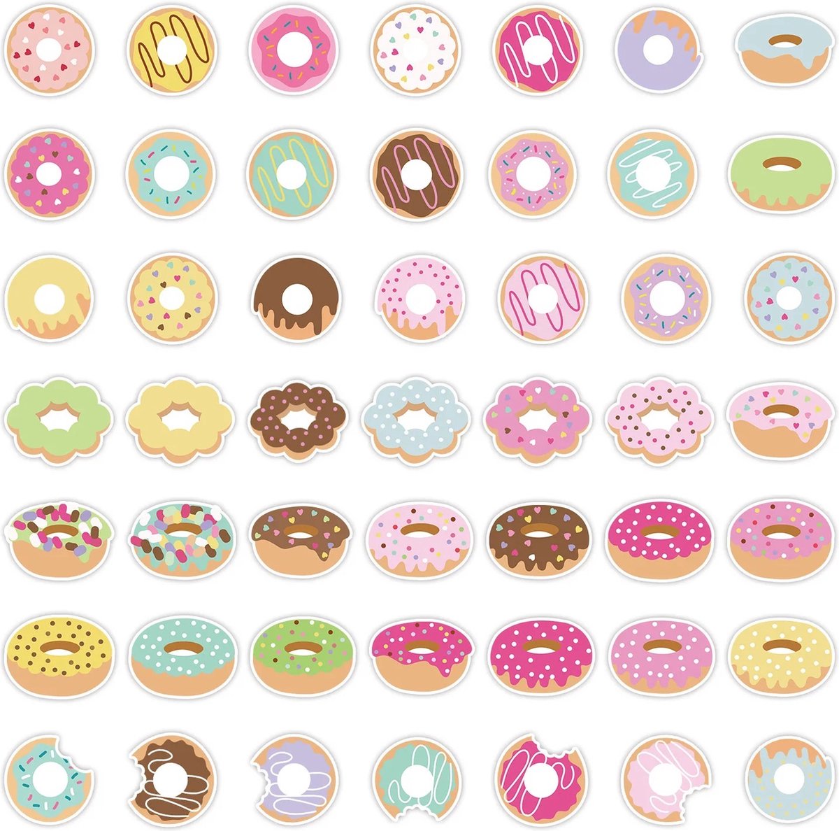 Donut Stickers 50 Stuks | Scrapbook Stickers | Lekkernij | Koek | Snoep ...
