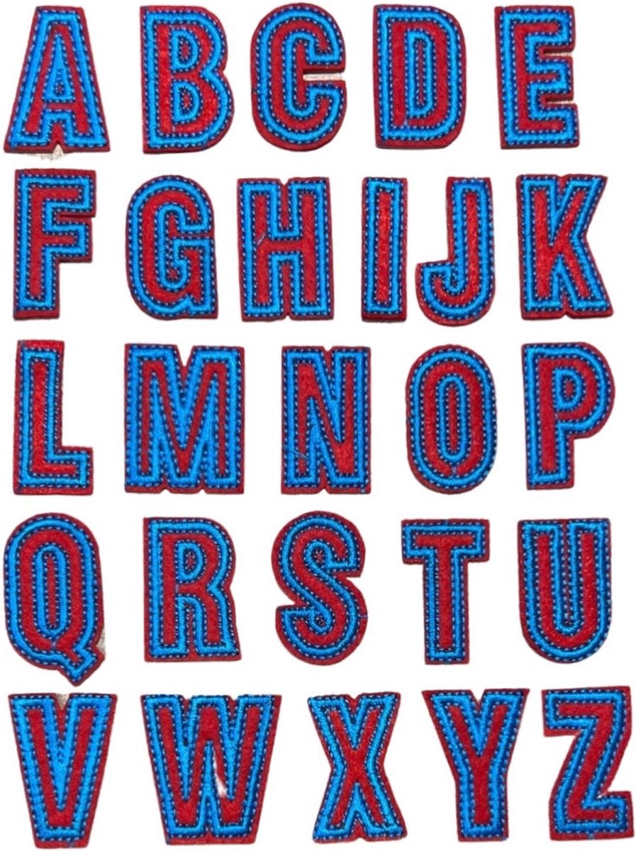 Alfabet Letter Strijk Embleem Patch Rood Blauw Letter T / 2 cm / 3.4 cm ...