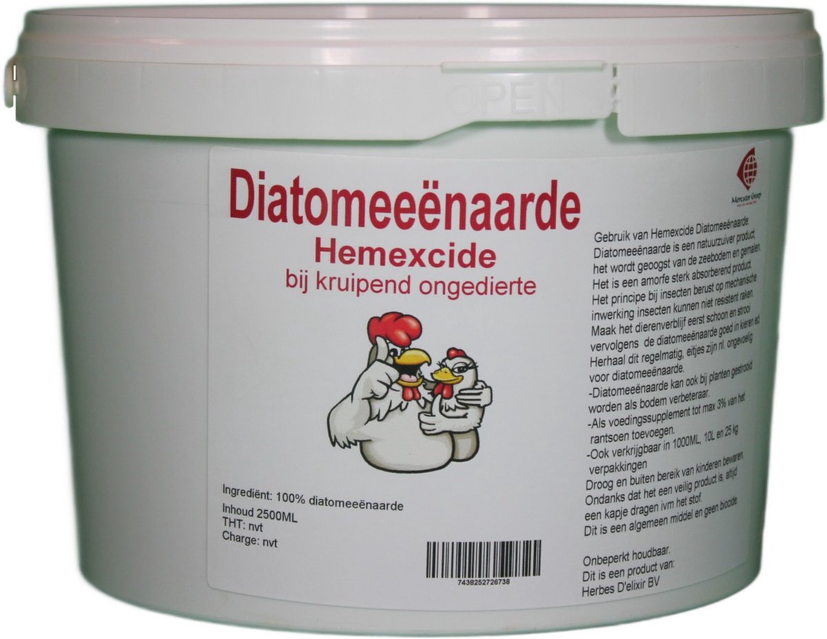 Diatomeeënaarde 2,5 liter (Hemexcide) - Bloedluis en mijten - fijn ...