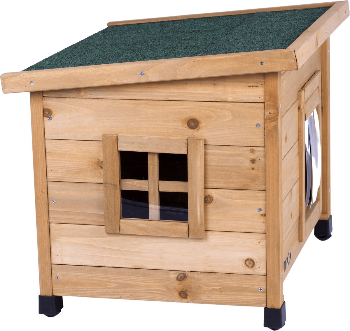 MyMax kattenhuis - Hout - Openslaand bitumen dak - Kattenhuis voor ...