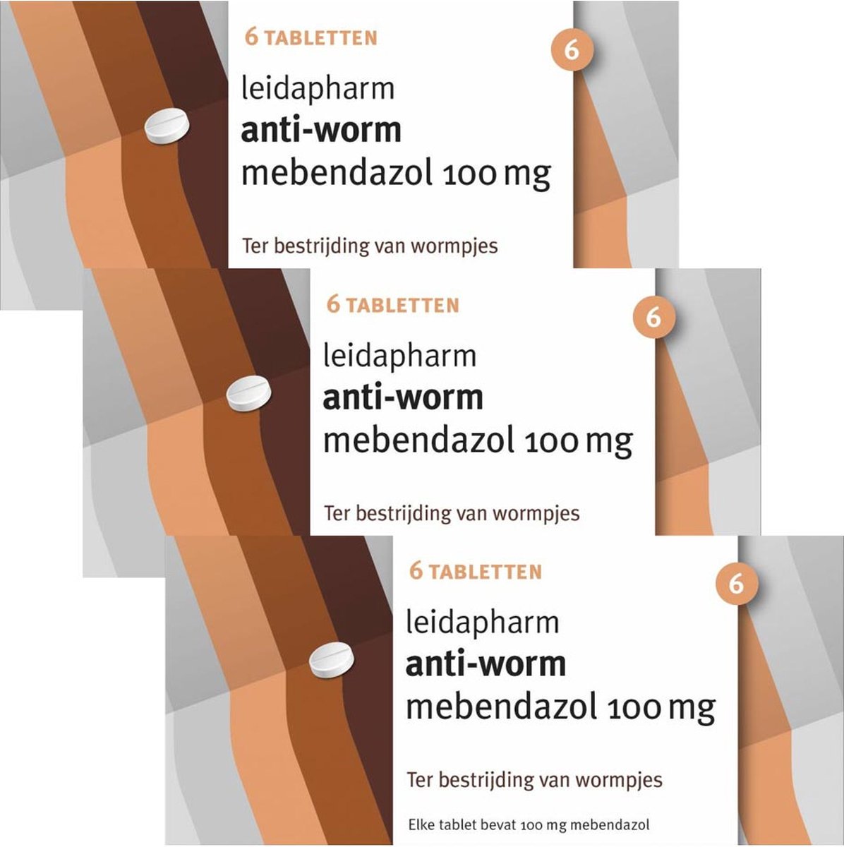 Leidapharm Anti-worm Mebendazol 100 mg - 3 x 6 tabletten | bol.com