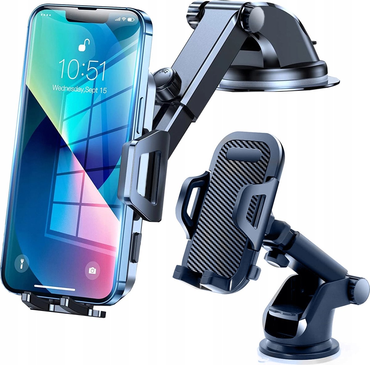 Telefoonhouder Auto - Zwart - Dashboard en Voorruit - GSM houder - 360 ...