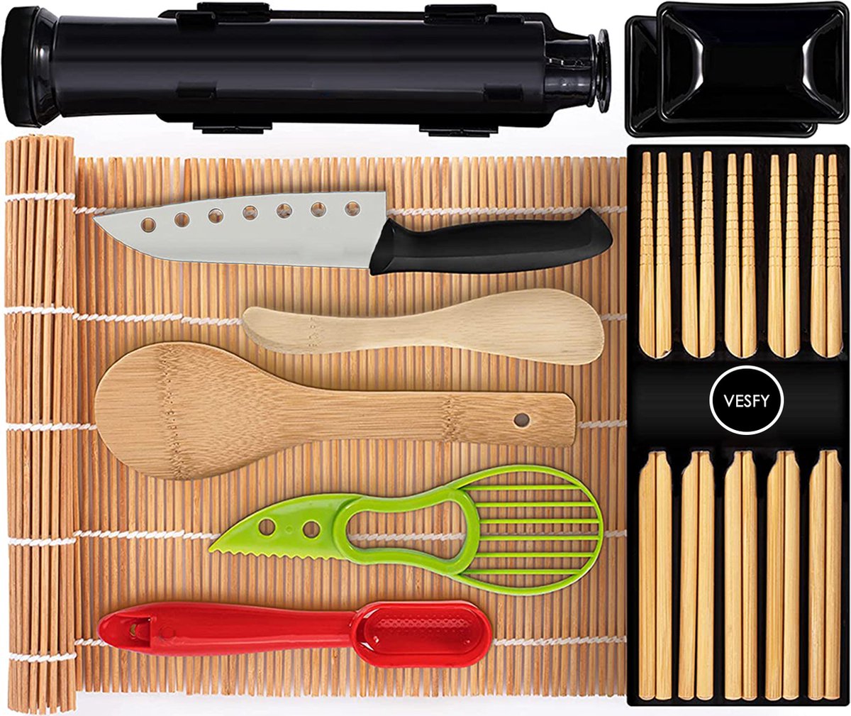 VESFY Kitchen Sushi set met Sushi Bazooka en 5 Paar Chopsticks - Sushi ...