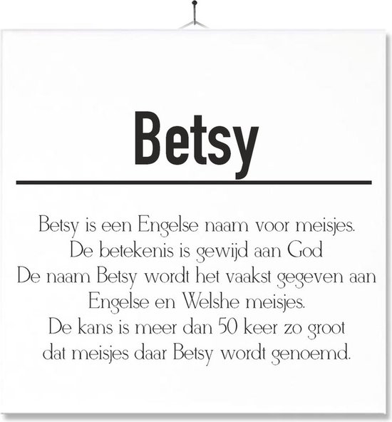 Tegel Met Opdruk | Betekenis | Kado | Cadeau | Met Naam - Betsy | bol