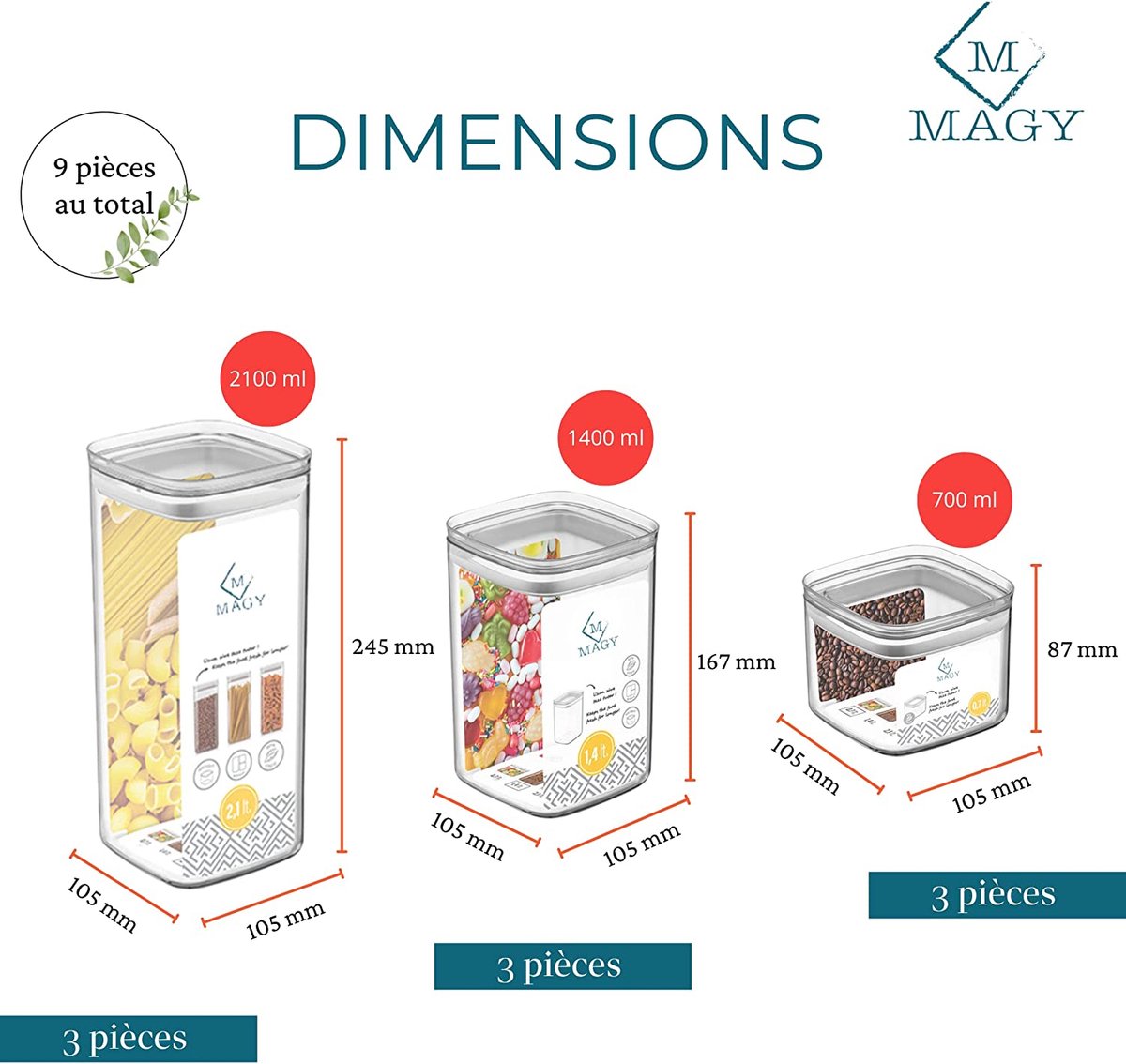Magy Opbergdozen voor keuken, luchtdichte voorraaddozen van kunststof ...