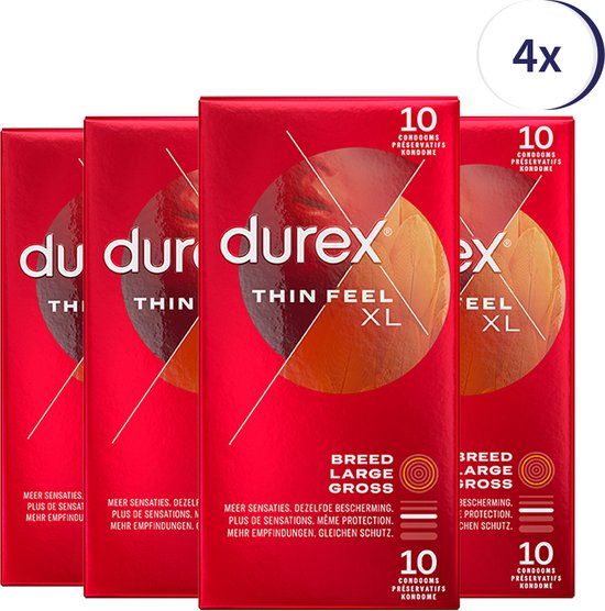 Durex Condooms Thin Feel XL 10st x 4 | bol