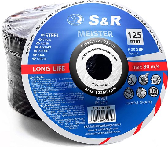 Slijpschijf voor metaal, staal, hooggelegeerd 125 x 2,5 x 22,23 mm A30 ...