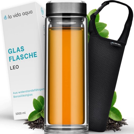 Bouteille en Verres LEO - Gourde pour Water, smoothie ou Thee ...