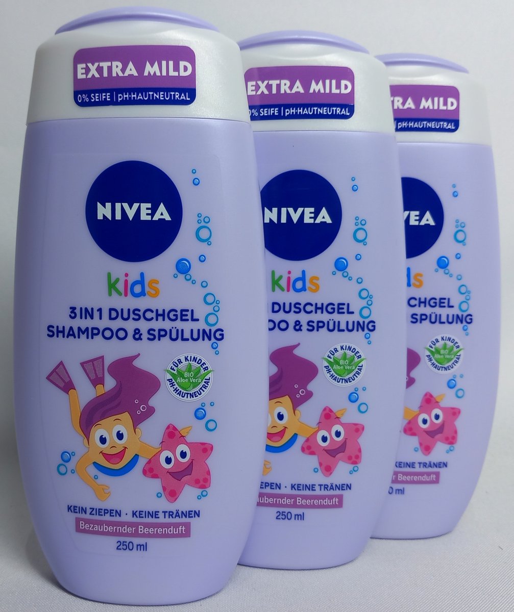 NIVEA - Douchegel & Shampoo - Extra Mild - Kids 3 in 1 - Bessengeur ...