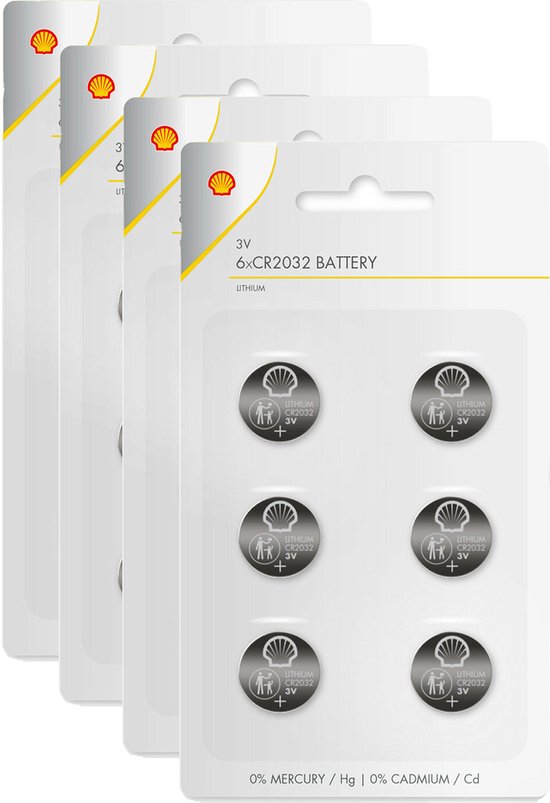 Batterijen Shell knoopcel - CR2032 - 24x stuks - Lithium - Platte batterijen | bol