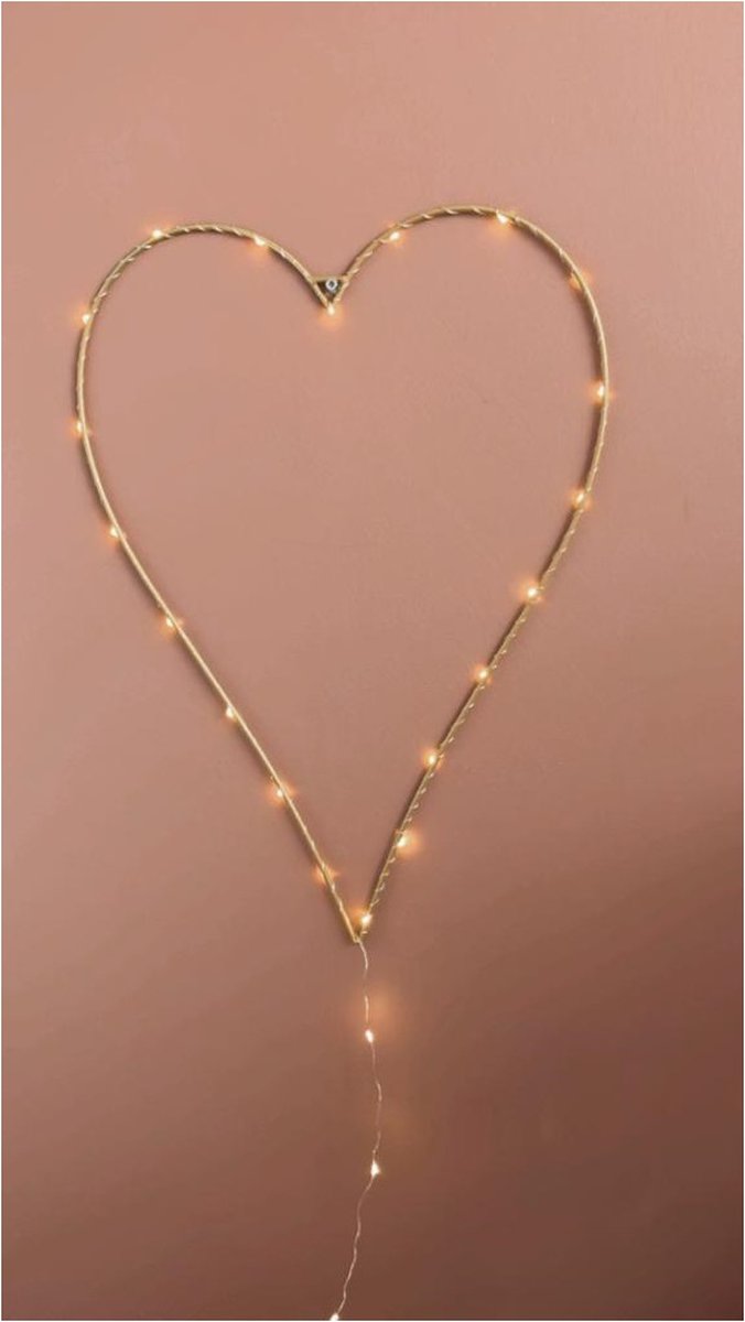 Hartje lamp - Groot - Draadlamp hart - Goud - Verlichting - Nachtlampje ...