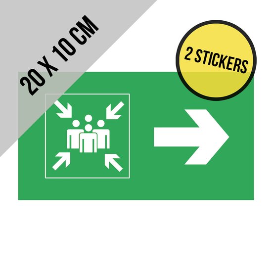 Stickers | 20 x 10 cm | Pictogram | Verzamelplaats evacuatie | 2 stuks ...