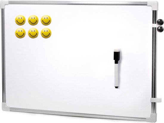Magnetisch whiteboard/memobord met marker/smiley magneten - 60 x 40 cm ...