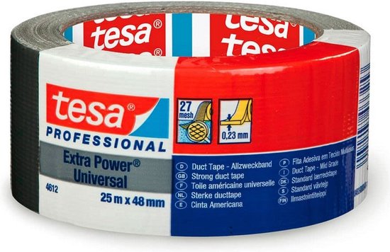 Ducttape TESA Extra Power 4612 Universal Zwart (25 m x 48 mm) | bol