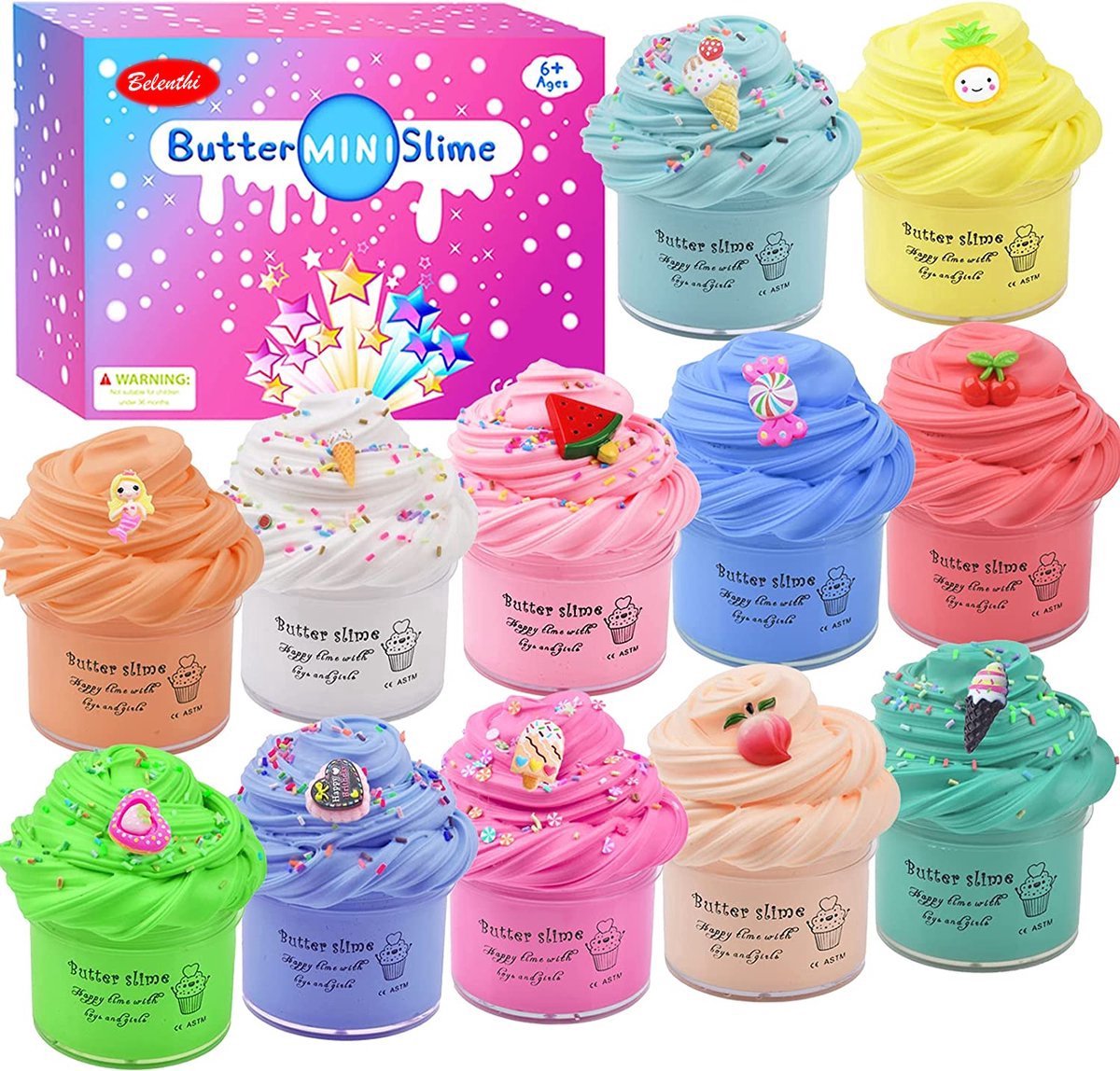 Belenthi Fluffy Slijm Pakket 12 x 70 ml – Putty Slime – Fluffy Slime ...