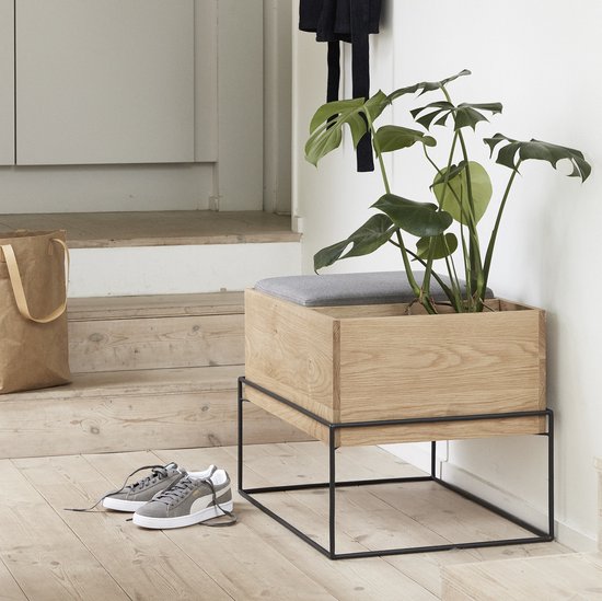 HÜBSCH INTERIOR - COLLECT bankje met metalen onderstel, FSC® eiken en ...