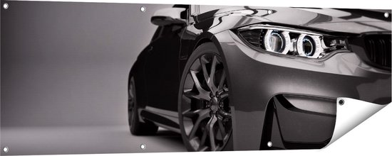 Gards Tuinposter Grijze Sportwagen Auto - Zwart Wit - 150x50 cm ...