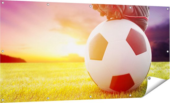 Gards Tuinposter Klassieke Voetbal Aftrap met Zonsondergang - 160x80 cm ...
