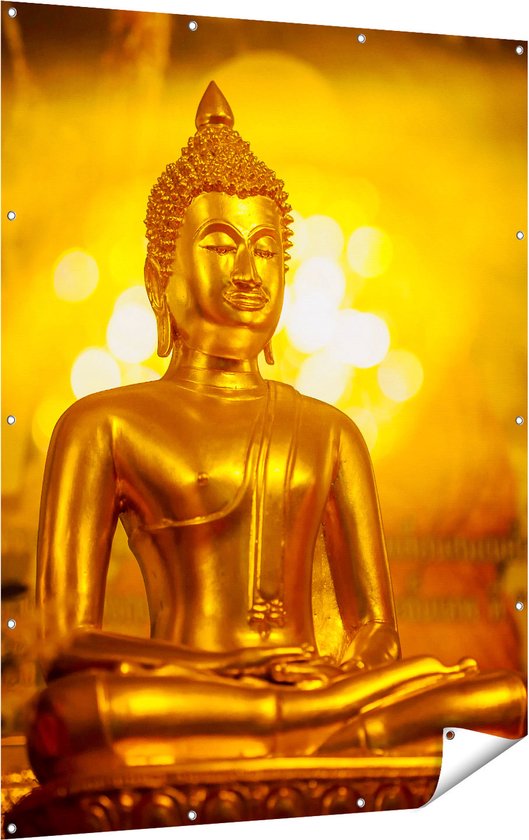 Gards Tuinposter Gouden Boeddha Beeld - 120x160 cm - Tuindoek ...
