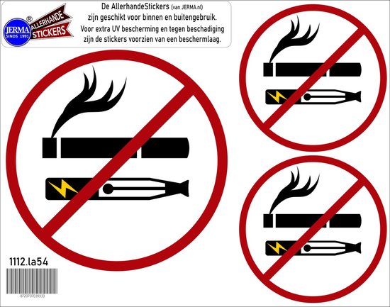 E-Smoker Roken niet toegestaan set 3 stickers | bol