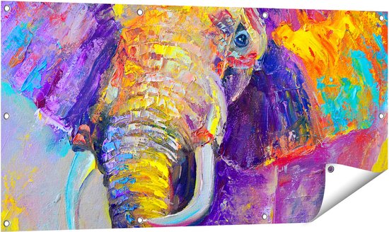 Gards Tuinposter Olifant van Olieverf - Kleur - Abstract - 120x60 cm ...