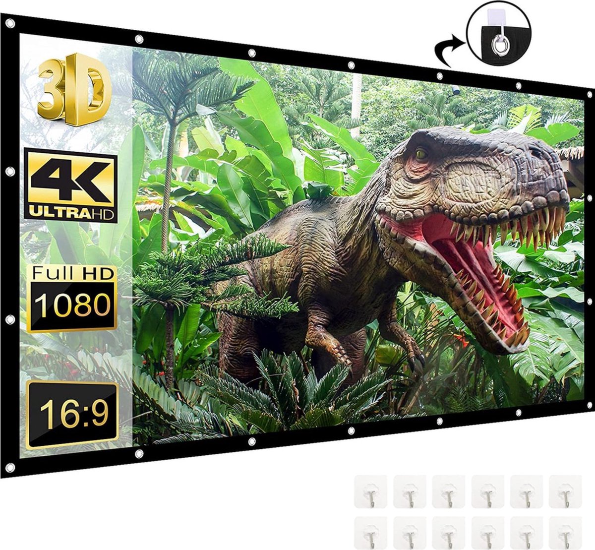 BOTC Beamerscherm - Projectiedoek - 120 inch - 4K HD - 16:9 - Mobiel ...