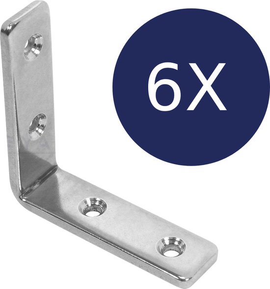 Stoelhoek - 46x46x3mm - RVS 304 - 6 stuks | bol
