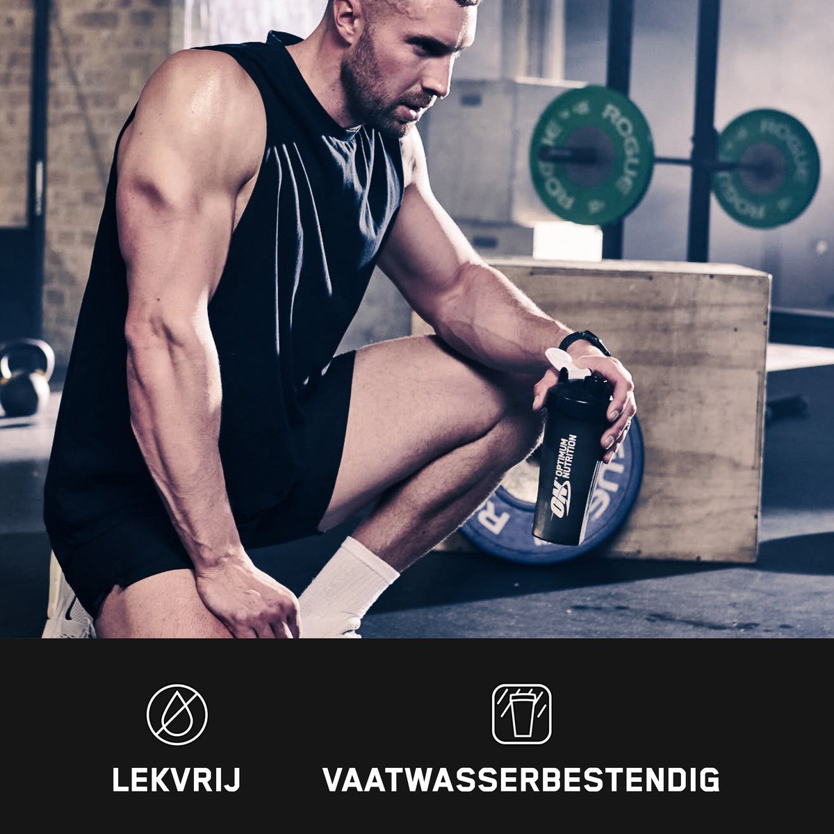 Optimum Nutrition ON Shaker Plus - Shakebeker 600ml - Mixbal - Zwart | bol