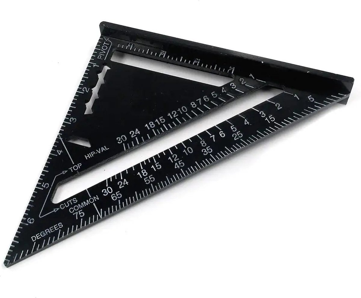 Metrische driehoek - Winkelhaak - zwaaihaak - speed square - zwart ...