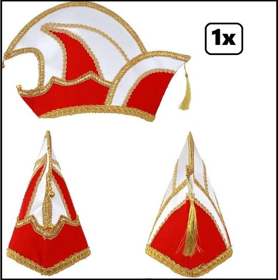 Prinsenmuts steek muts rood/wit - Prinsen muts raad van elf goud wit ...