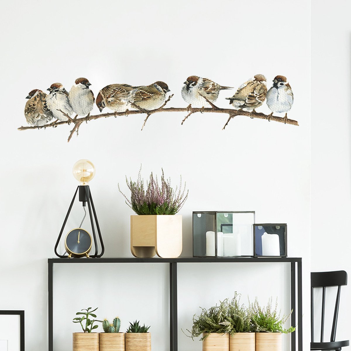 Stickerkamer® - Muurstickers Vogels - Musjes op tak - Huismussen ...