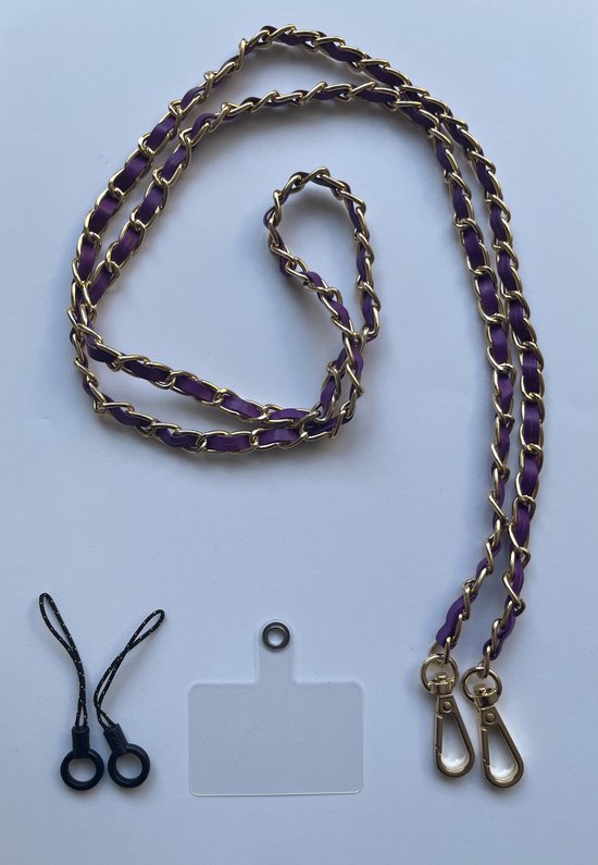 Telefoonkoord-Exclusief Luxe Telefoonketting - Paars Goud ...