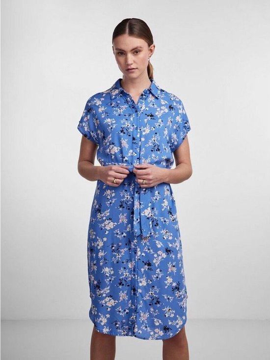 Pieces Nya Ss Shirt Dress Bc Marina BLAUW XS | bol