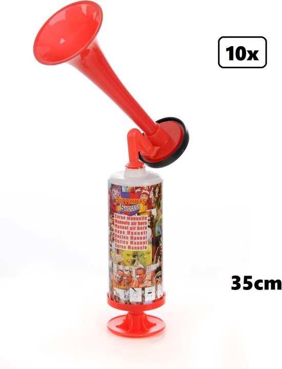 10x Stadion luchtpomp toeter 35cm - Supertoeter 35cm - pomp toeter EK ...
