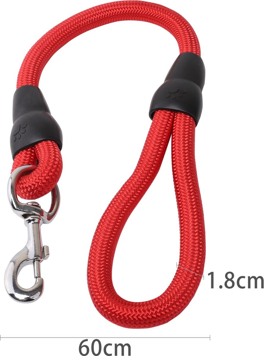 Nobleza Hondenriem - kort - leiband - rond - korthouder - 60 cm - rode ...