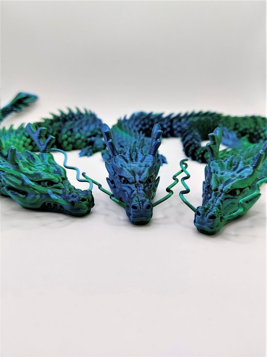 Gearticuleerde Dragon - 3D geprinte Flexibele draak - groen/blauw | bol