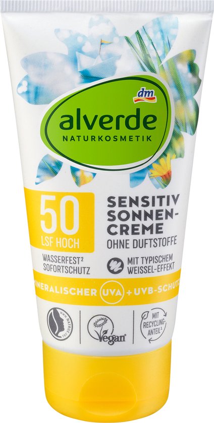 alverde NATURKOSMETIK Gevoelige zonnebrand crème SPF 50, 75 ml | bol