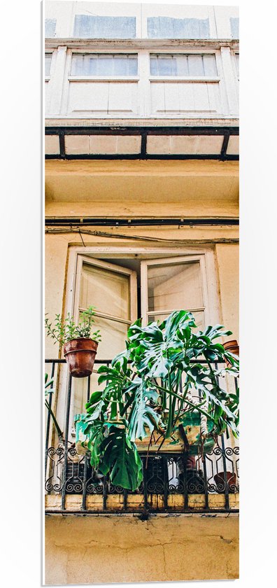 PVC Schuimplaat - Balkon met Groene Planten - 30x90 cm Foto op PVC ...