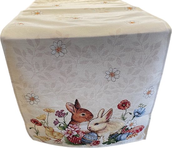Tafelloper - Gobelinstof - Creme - Pasen - Paashaas - Konijntjes ...