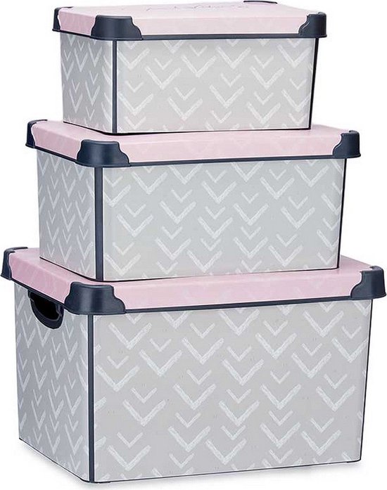 Set van opstapelbare opbergboxen Vibes 3 Onderdelen Plastic | bol