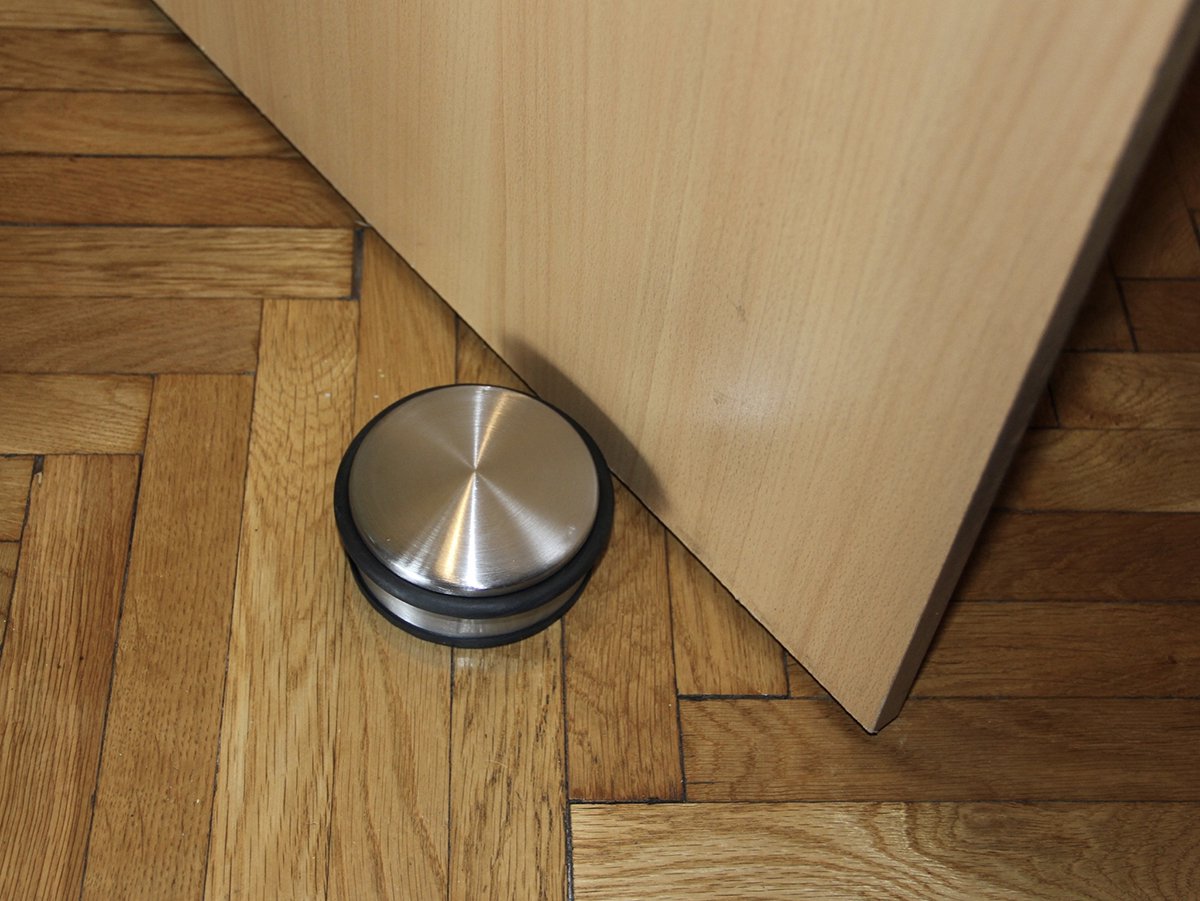 Deurstopper DIRK nikkel satijn - 3 stuks - diameter 9,5 cm - hoogte 4,5 ...