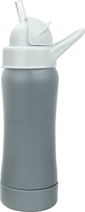 green sprouts - rietjes drinkfles van plant-plastic 295ml - grijs | bol