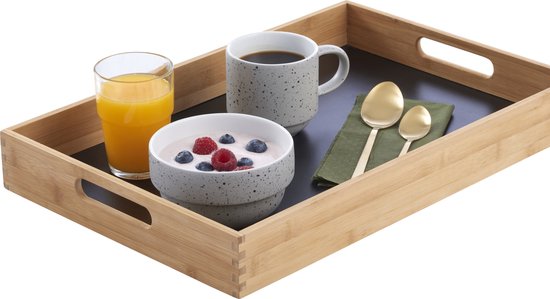 Dienblad - Hout - 48 cm - Zwart - Serveren | bol.com