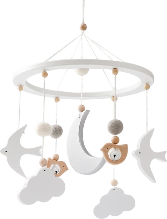 Baby Mobiel Vogeltjes Hout – Stijlvol Boxmobiel – Houten Mobiel ...