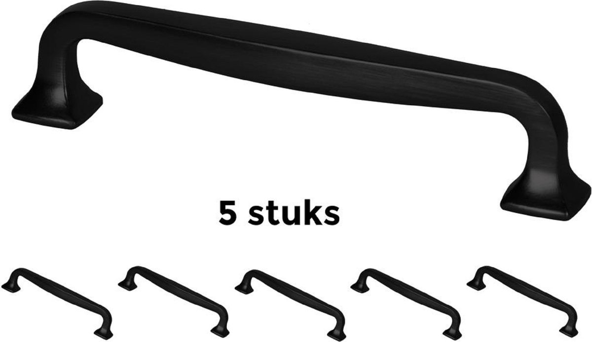 handgreep zwart 128 mm / Kastgreep zwart _5 stuks_ Meubelgreep zwart ...