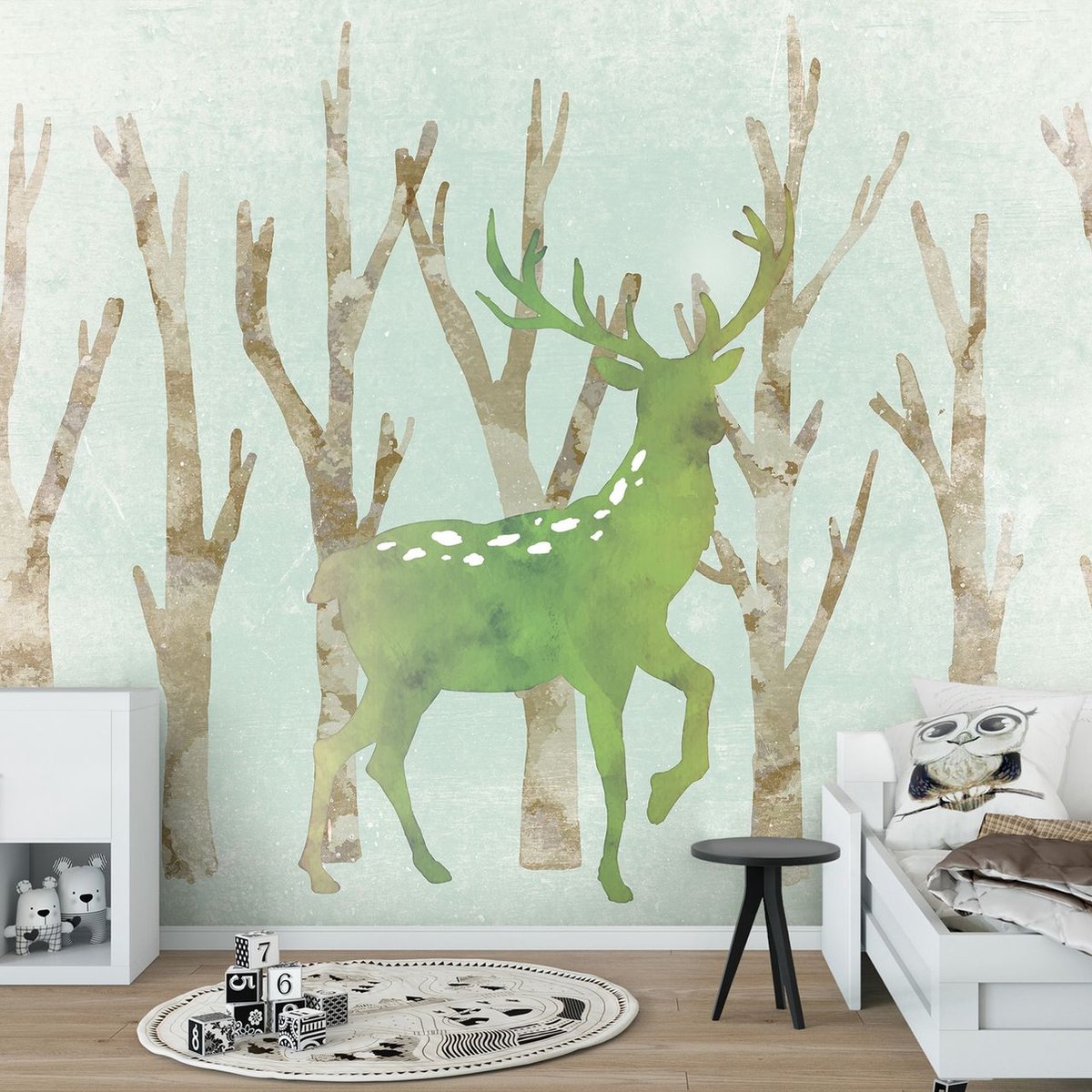 Fotobehang - Vlies Behang - Hert in het Bos - Kunst - 254 x 184 cm ...