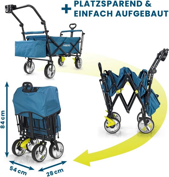 Hoberg Opvouwbare Premium Handkar incl. dak met UV-bescherming ...