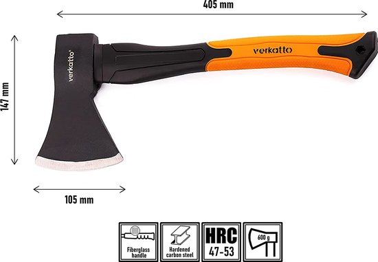 Bijl 600 g met glasvezelstaal en lemmet van koolstofstaal - handbijl ...