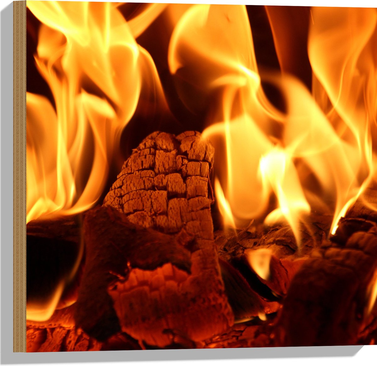 Hout - Openhaard Vuur - 50x50 cm - 9 mm dik - Foto op Hout (Met ...