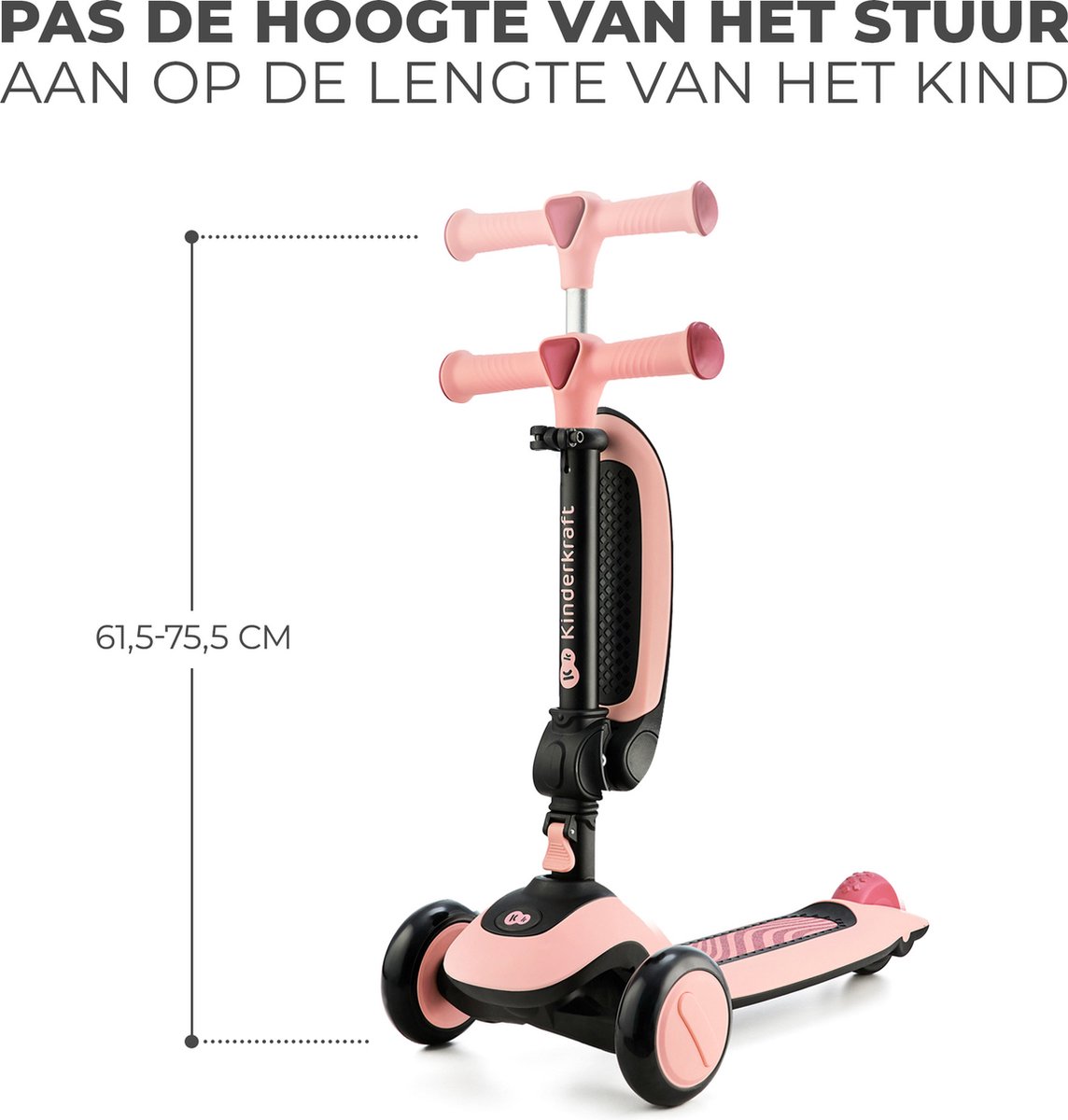 Kinderkraft Halley - Opvouwbare kinderstep met zitje & LED lichtjes in ...